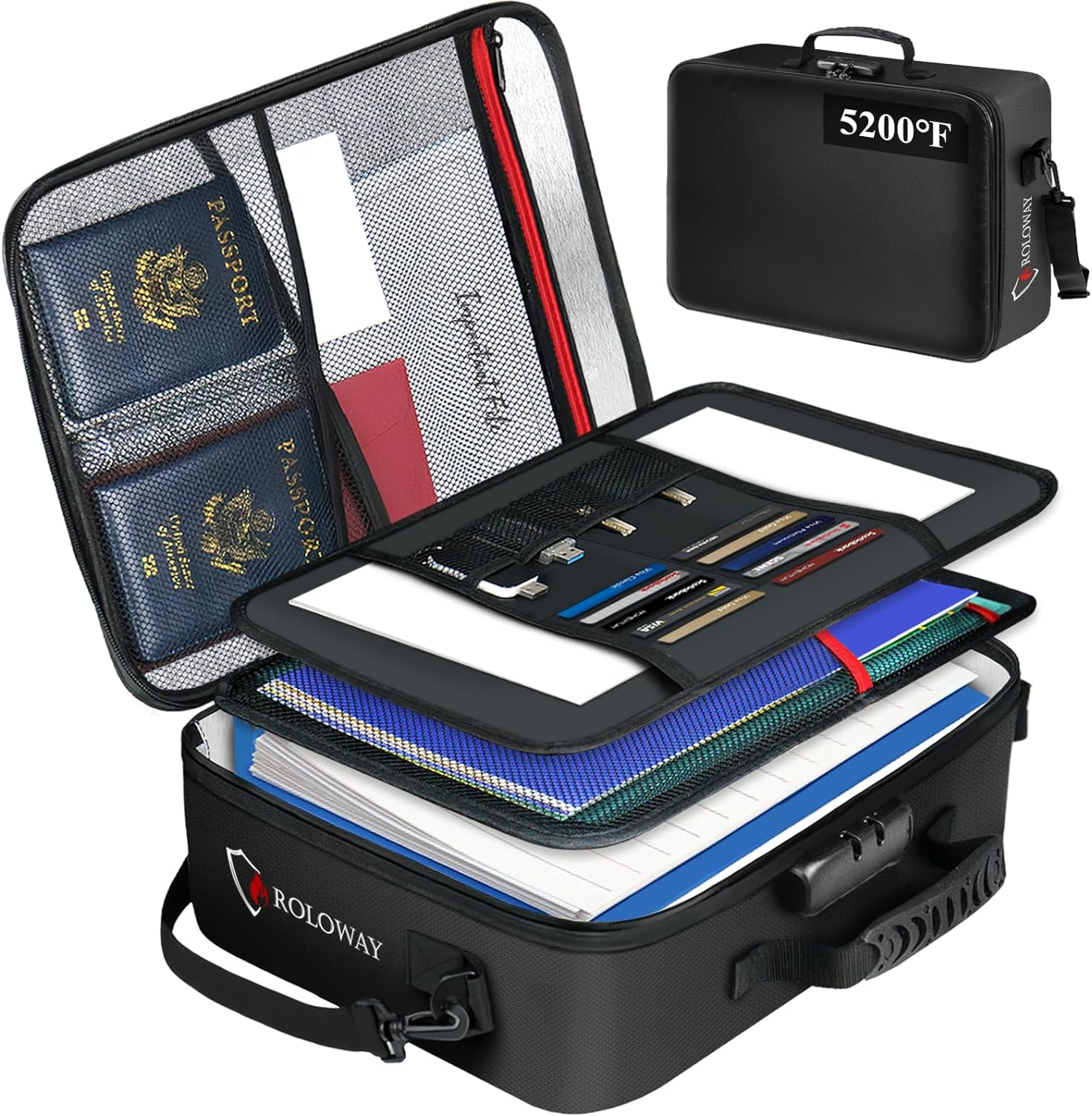 Fireproof Document Bag with Lock - 17x12.3x5.3 Fireproof Document ...