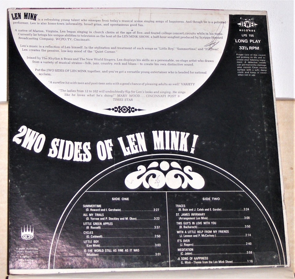 Len Mink - 2wo Sides Of Len Mink - 1969 LP Record Album - Vinyl ...