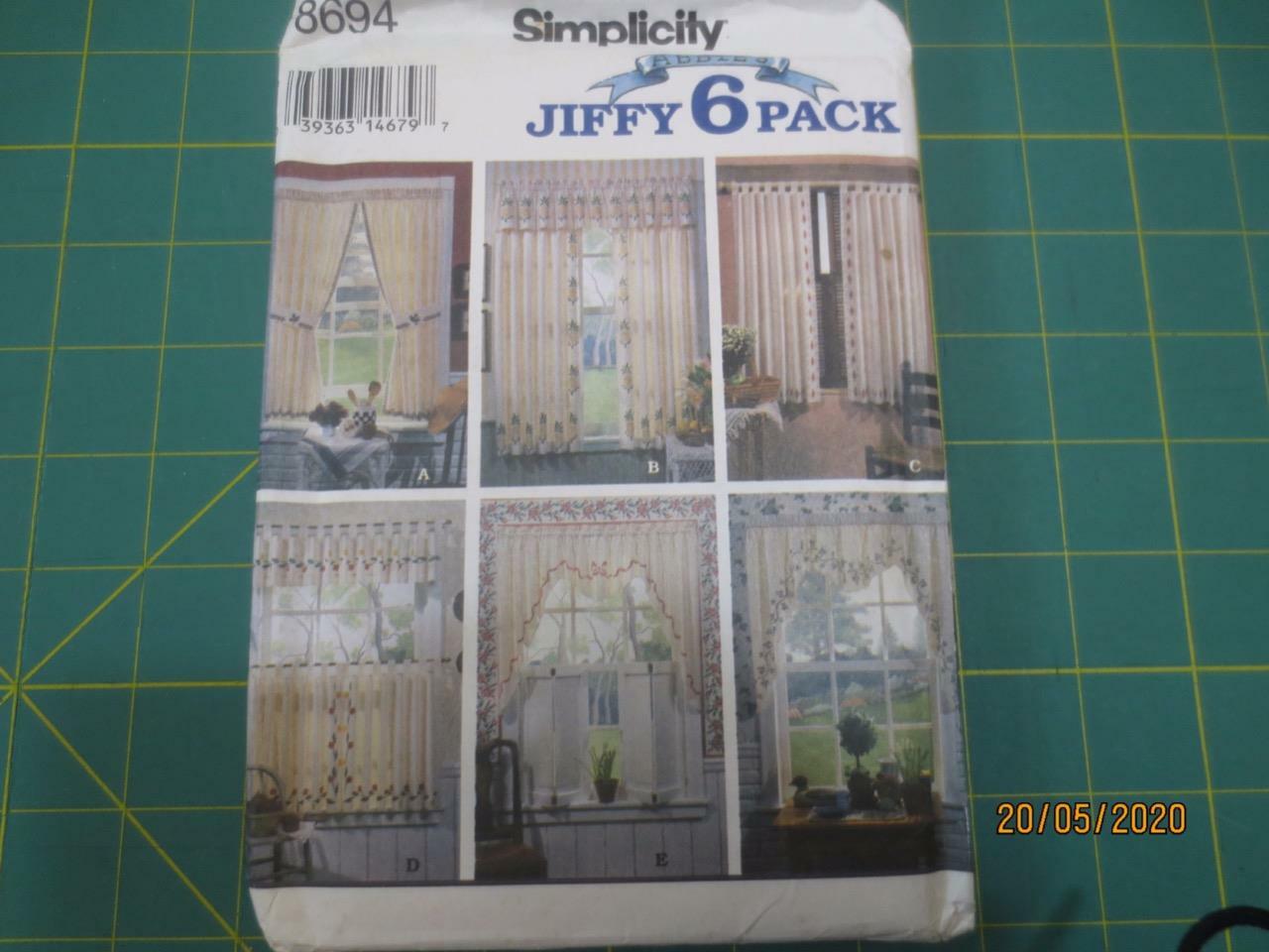 New Uncut Simplicity pattern #8694 Jiffy 6 Pack Stenciled Curtains | eBay