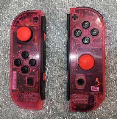 JoyCons Custom Transparent Pink Red For Nintendo Switch Controllers ...