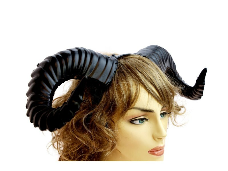 TWISTED BULL RAM GOAT ARIES BEAST HORNS DEMON DEVIL COSTUME HEADPIECE ...