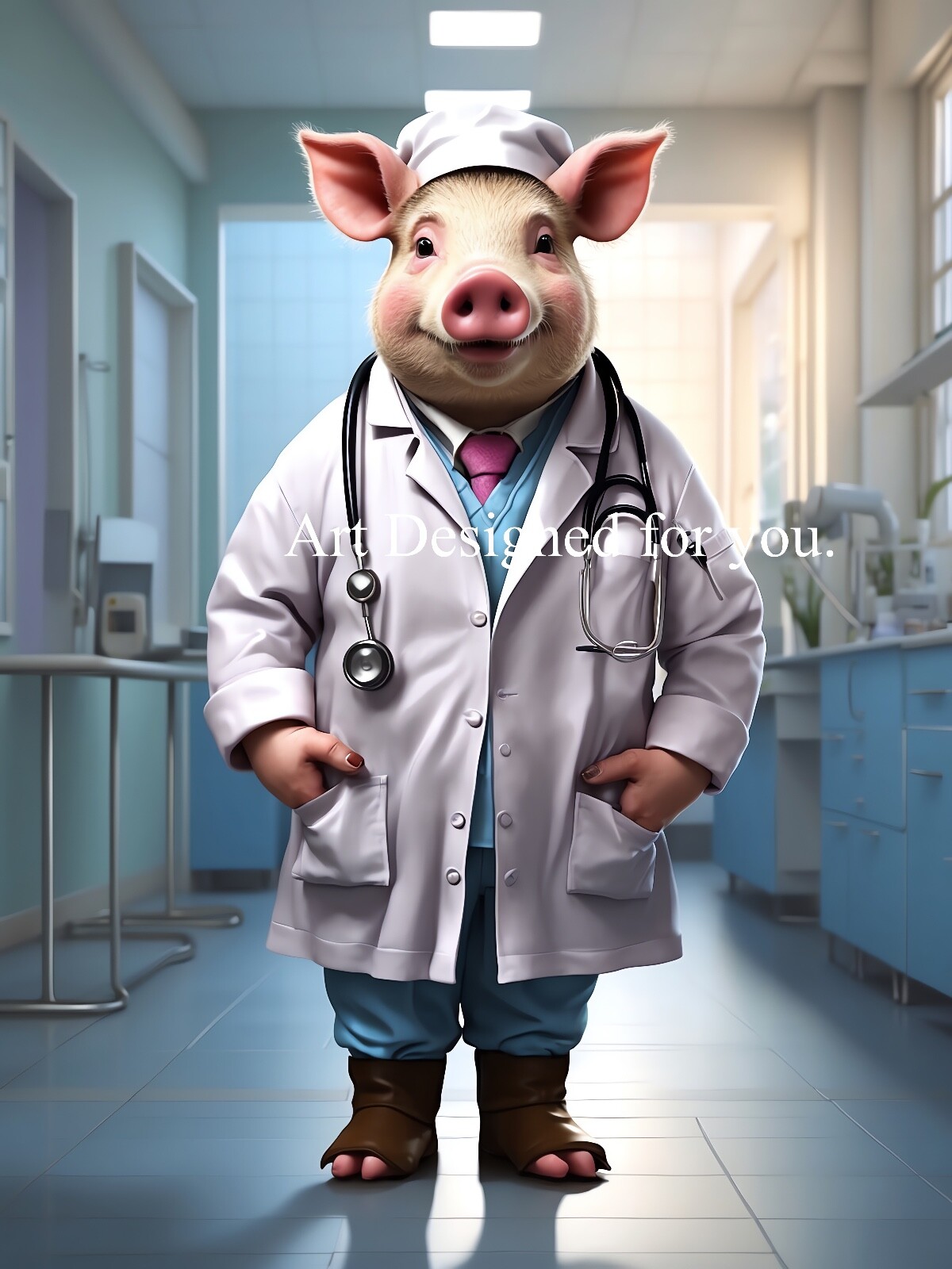 Digital Image Picture Photo Wallpaper Background, Doctor Pig | eBay