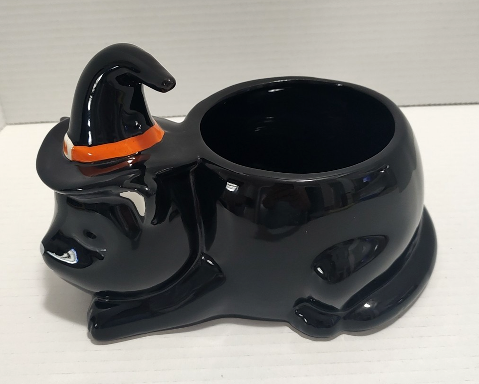 Halloween Sleeping Black Cat Candy Dish or Planter Ceramic 8.5" | eBay