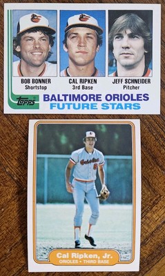 (2) CAL RIPKEN JR RC CARDS 1982 TOPPS #21 & 1982 FLEER #176 EX-NM READ ...