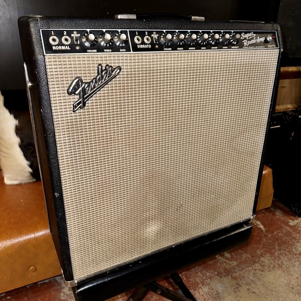 1967 Fender Super Reverb Blackface AB763 Vintage Tube Combo Amplifier ...