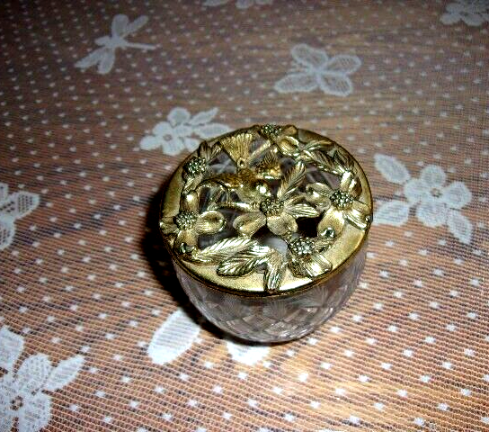 Small Hand Cut Crystal Potpourri Bowl with Floral/Bird Design Lid | eBay