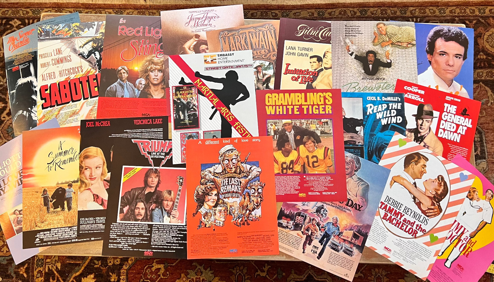 Vintage 1980s Home Video Ad Slicks Promo HITCHCOCK JENNER Martial Arts ...