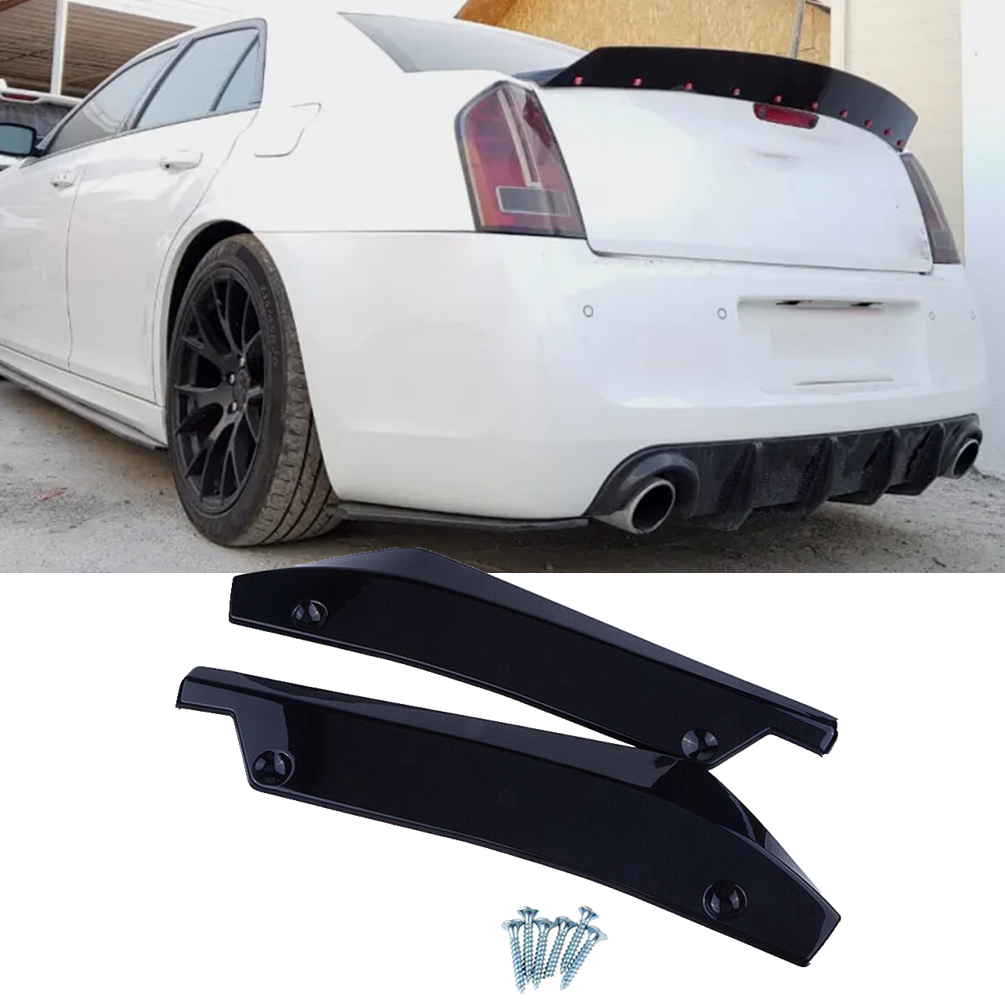 Glossy Black Rear Bumper Lip Diffuser Splitter Canards Spoiler For ...