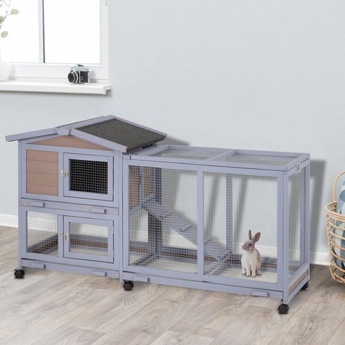 Wood Rabbit Hutch Rabbit Cage Bunny Hutch Rolling Large Bunny Cage ...