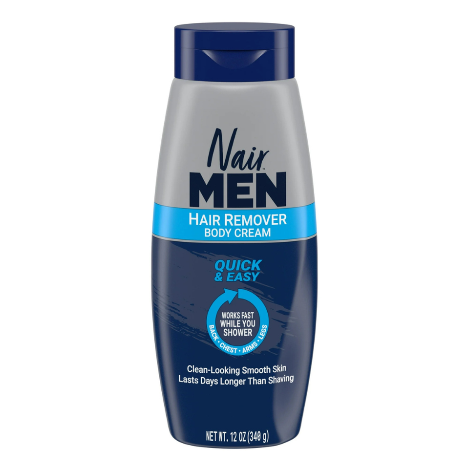 Nair Men Body Cream Hair Remover, Body Hair Removal Cream, 12 Oz, White ...