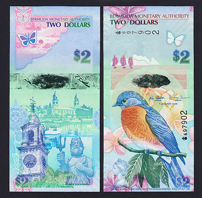 Bermuda $2 Hybrid Polymer 2009 QEII Pick-57a ONION Prefix UNC Rare ! | eBay