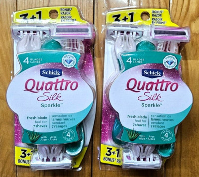 2 X (4 RAZORS PACK) SCHICK QUATTRO SILK SPARKLE DIAMOND COATED RAZORS ...