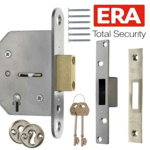 ERA 2.5" DEADBOLT Satin Chrome Mortice External Wood Door Lock Viscount ...