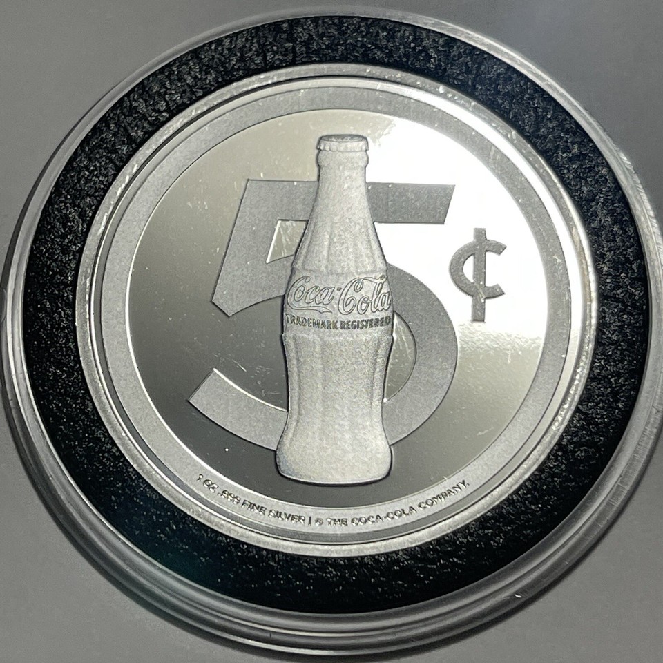 Coca Cola Soda Bottle Collector Coin 1 Troy Oz .999 Fine Silver Round ...