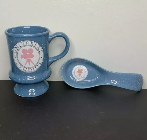 Vtg Universal Studios Pedestal Coffee Mug & Spoon Rest Powder Blue ...