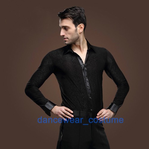 New Men's Party Ballroom Latin Tango Rhythm Salsa Dance Shirt Tops S/M ...
