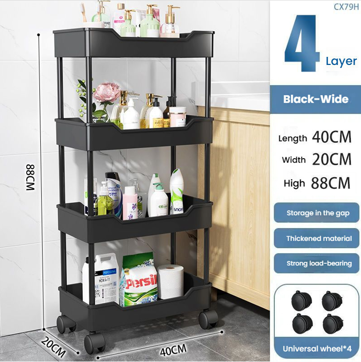 3/4 Tier Vegetable Rack Fruit Storage Kitchen Utility Basket Trolley ...