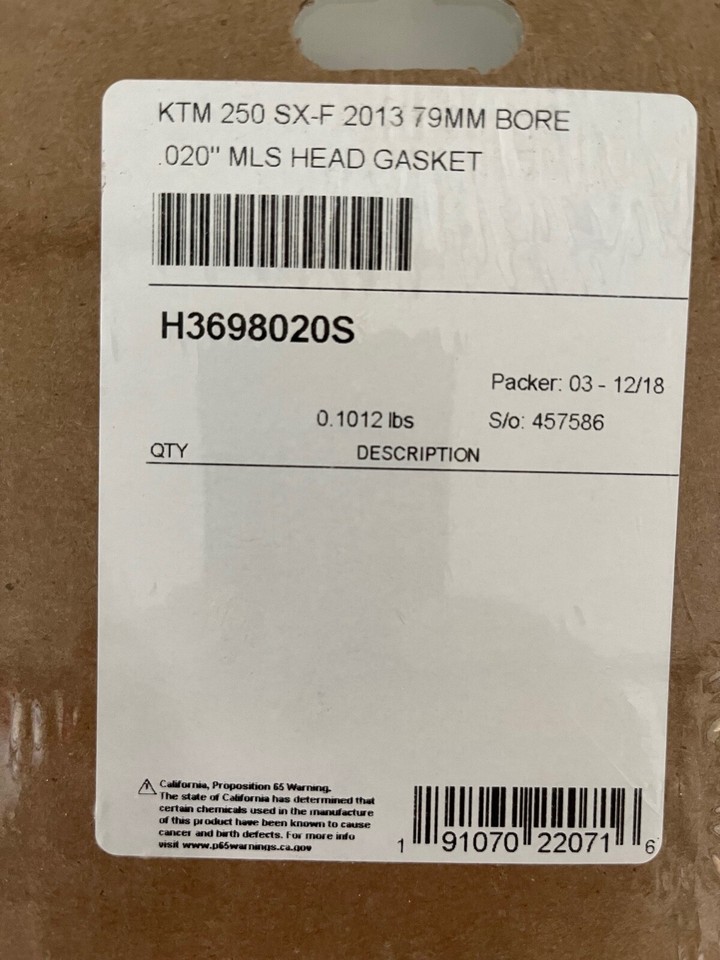 KTM 250 Cylinder Head Gasket 13-15 SX-F SXF XC-F XCF Cometic 79mm Bore ...