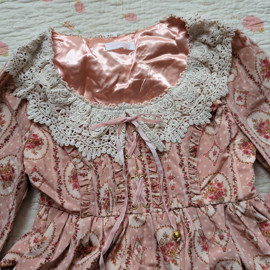 MINT LIZ LISA Lace Collared Rose Pattern Dress - Gem