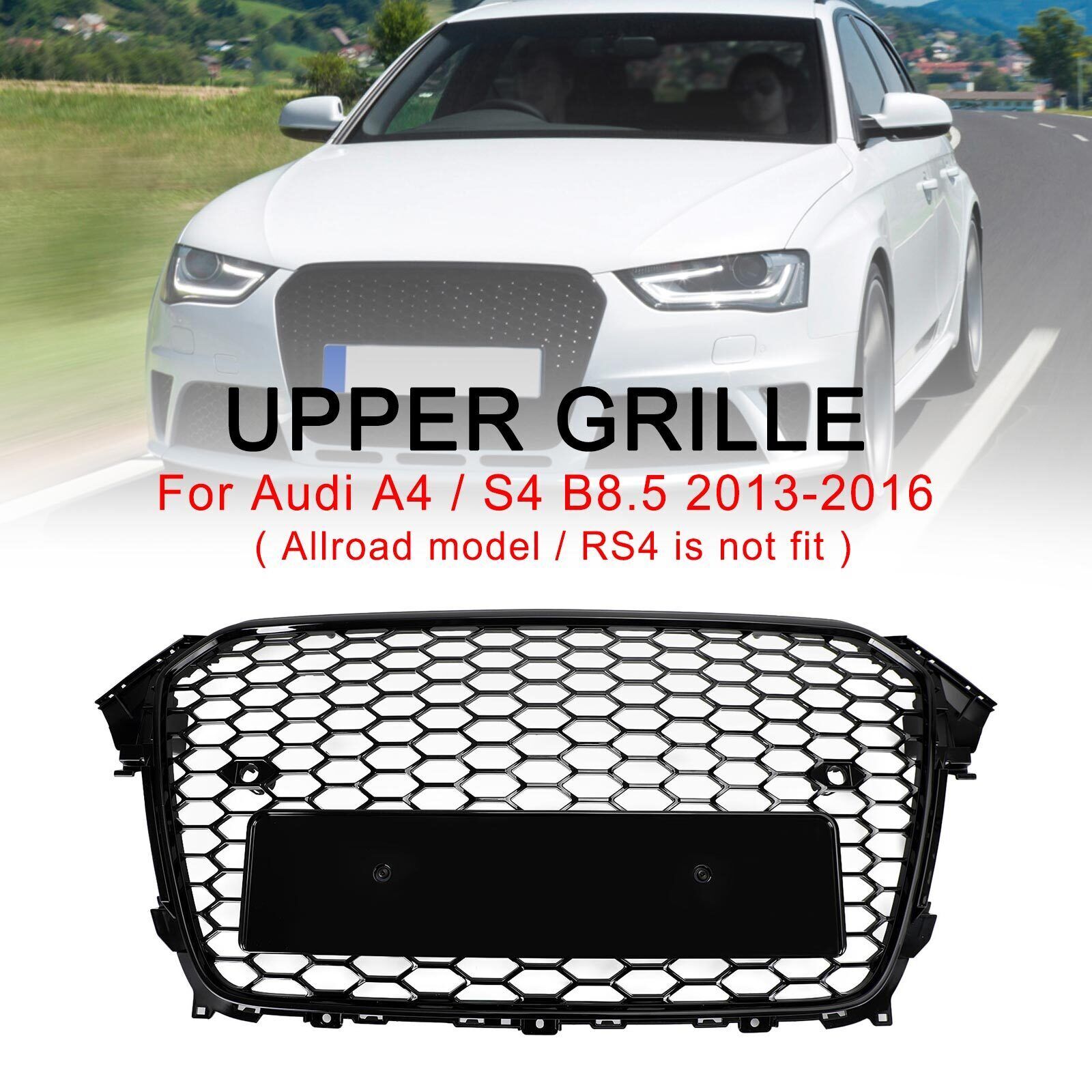 RS4 Stil Kühlergrill Wabengrill Front Grill Schwarz Für Audi A4 B8.5 S4 ...