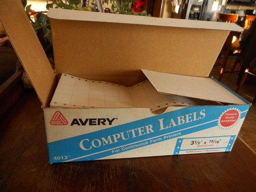 Vintage Avery Computer Labels 3.5" x 5/16 4013 Continuous Feed Dot ...