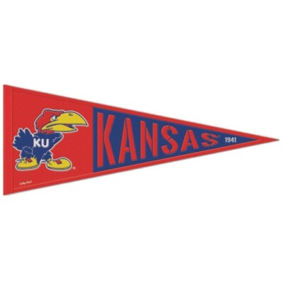 Kansas Jayhawks Throwback NCAA Embroidered Wool 13" X 32" Pennant | eBay