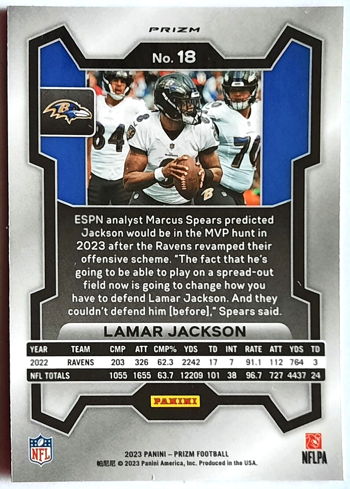 Lamar Jackson 2023 Panini Prizm Pink Prizm # 18 - Baltimore Ravens | eBay