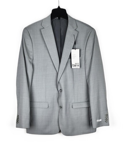 Bar III Men's Slim-Fit Stretch Wool Sharkskin Suit Jacket Light Grey ...