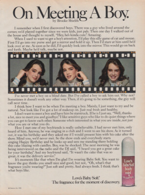 On Meeting a Boy by Brooke Shields: Love's Baby Soft Body Mist ad 1980 ...