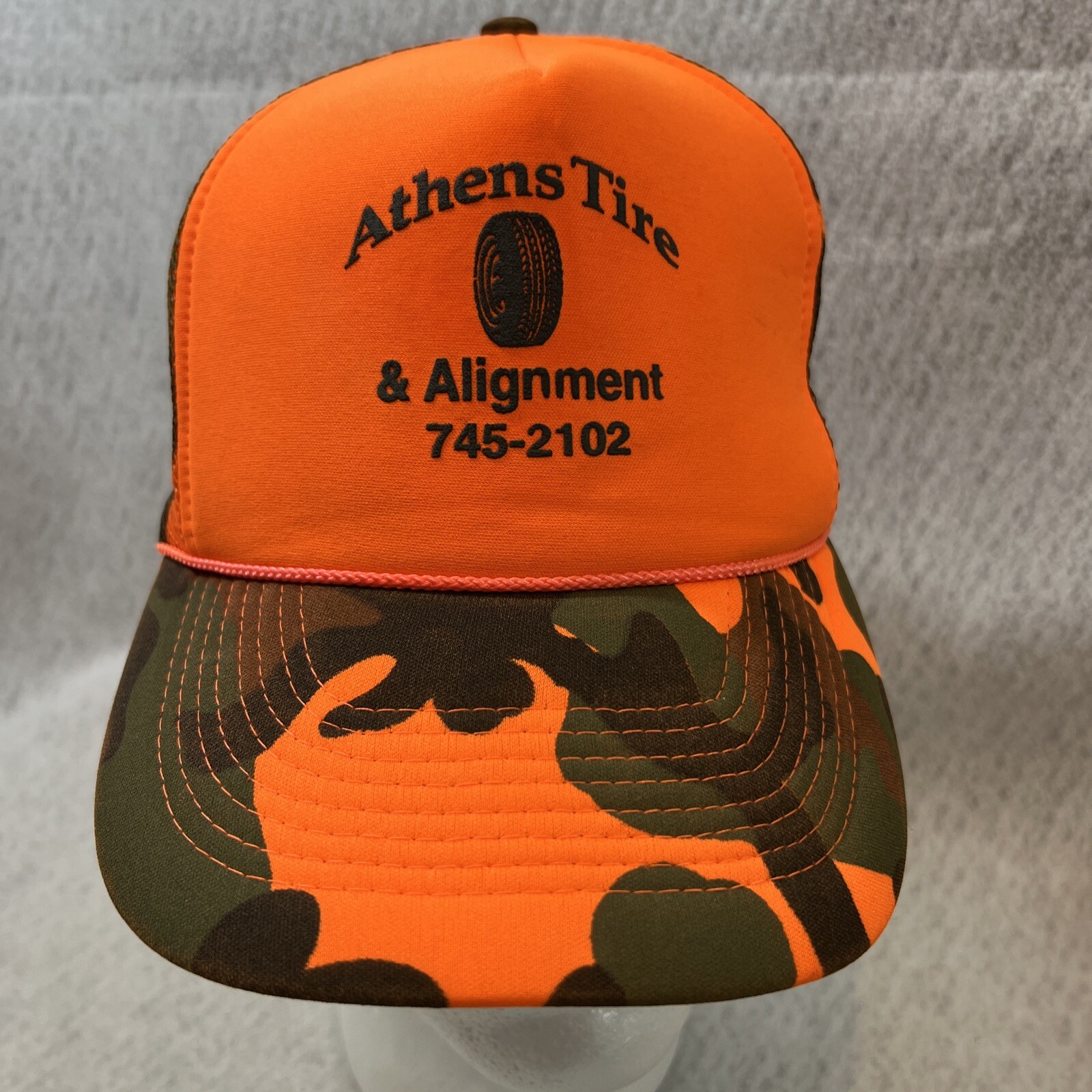 Athens Tire Alignment orange camouflage trucker hat C… - Gem