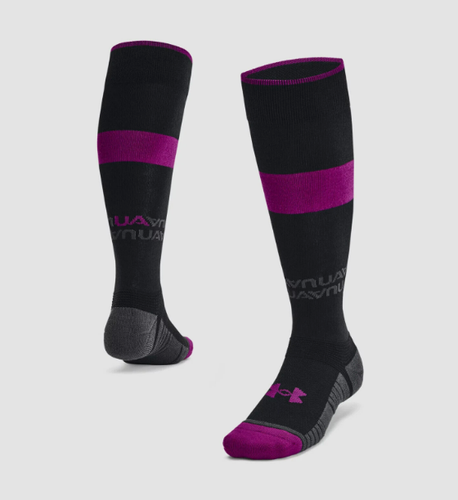 Under Armour High Rise Cushioned Over The Calf Socks Blk/Magenta Sz 8.5 ...