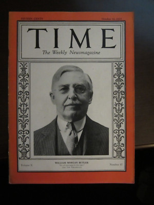Time Magazine October 1927 William Morgan Butler US Senator ...