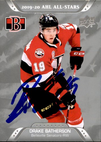 Drake Batherson Signed Autographed 20/21 Upper Deck AHL card Ottawa ...