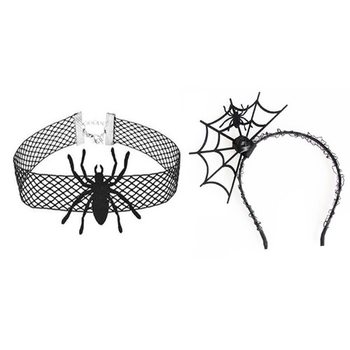 Halloween Headwear Spider Web Headband Necklace Dress-up Headpiece for ...
