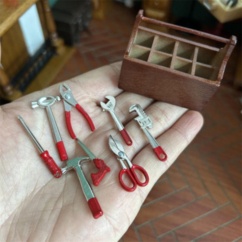 1SET Dollhouse Miniature 1:12 Scale Toolbox Alloy Repair Tools Kit ...