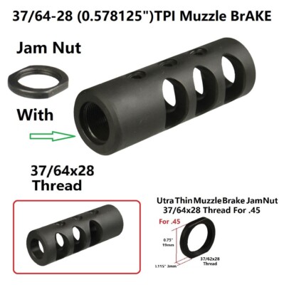 Steel .45 Compact Competition Muzzle Brake .578-28 (37/64x28) with Jam ...