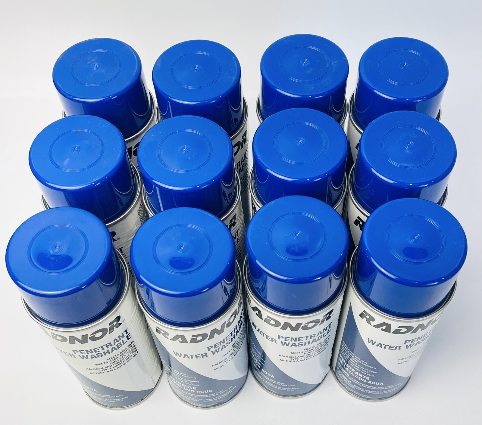 12 Cans RADNOR Aerosol Can Water Soluble Red Dye Penetrant Water ...