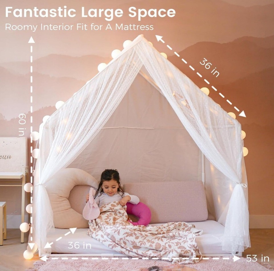 Kids Tent with Star Lights, Large Indoor Playhouse Reading Tent with ...