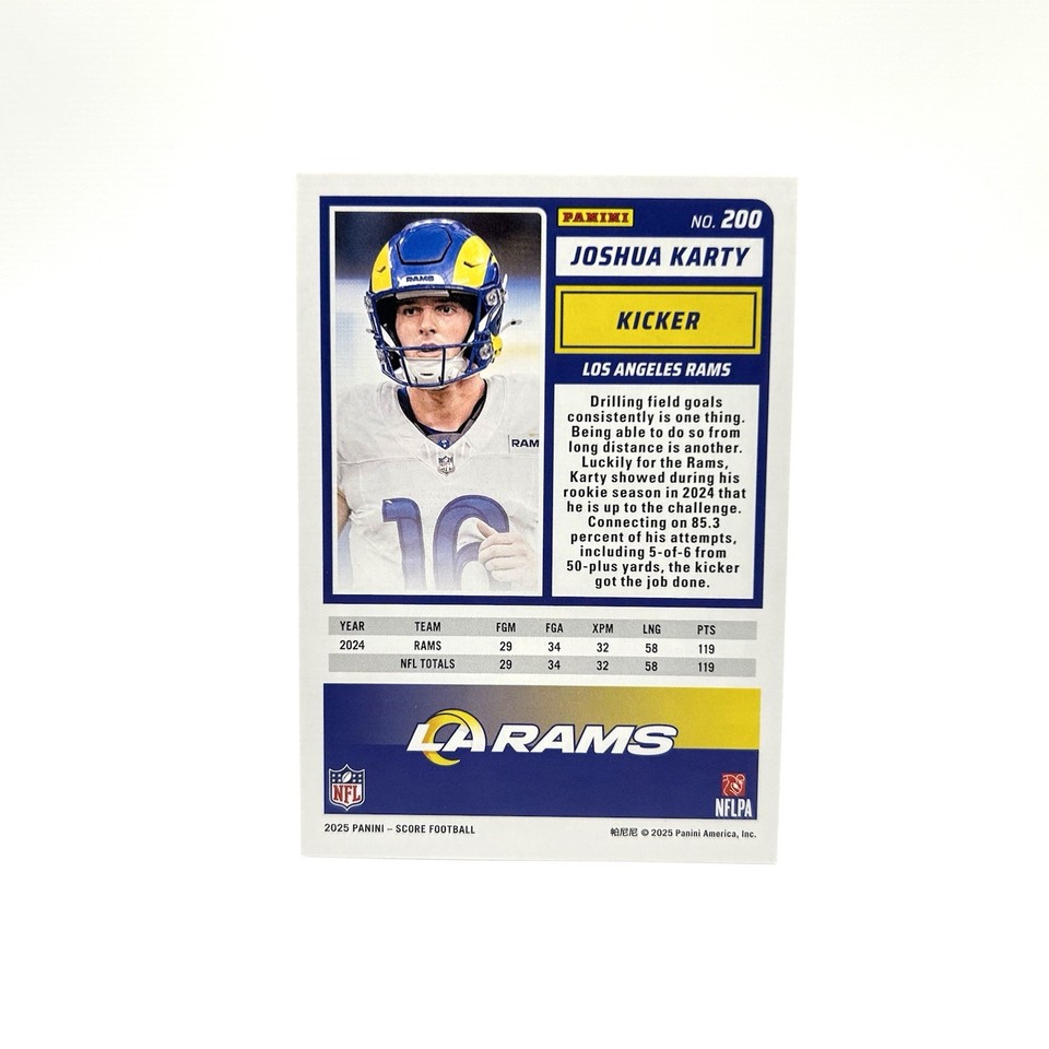 Joshua Karty #200 Rams 2025 Panini Score Football | eBay