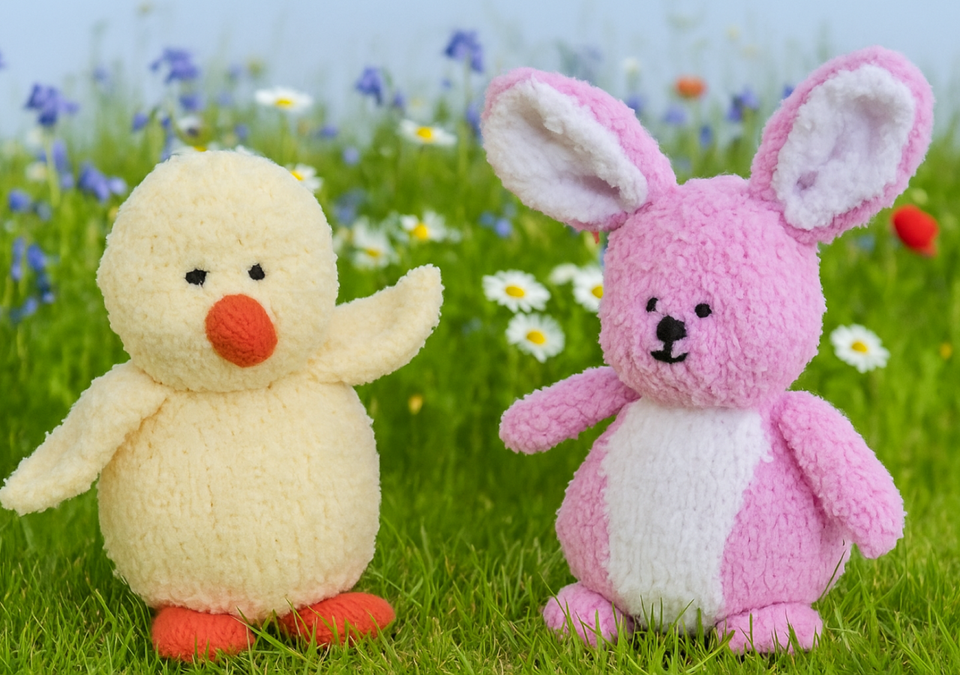 Knitting Pattern Easter Chick Bunny Rabbit Soft Toy Plush Snowflake ...