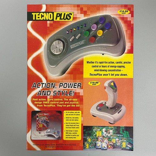 TECHNO PLUS SUPER NINTENDO SNES CONTROLLER JOYSTICK 1995 VINTAGE RETRO ...