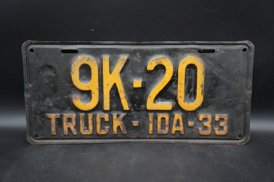 1933 IDAHO Truck License Plate # 9K - 20 | eBay