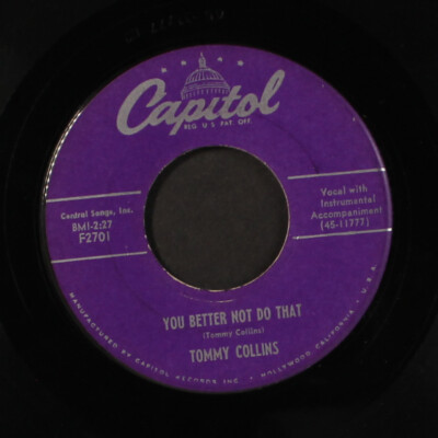 TOMMY COLLINS: you better not do that CAPITOL 7" Single 45 RPM | eBay