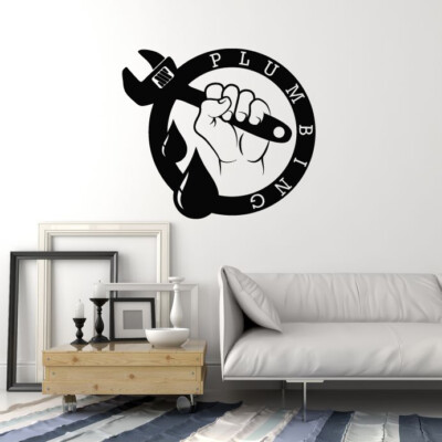 Vinyl Wall Decal Plumbing Service Plumber Repair Art Stickers Mural ...