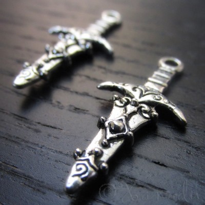 Sword Charms - Wholesale Antiqued Silver Plated Pendants C9879 - 10, 20 ...