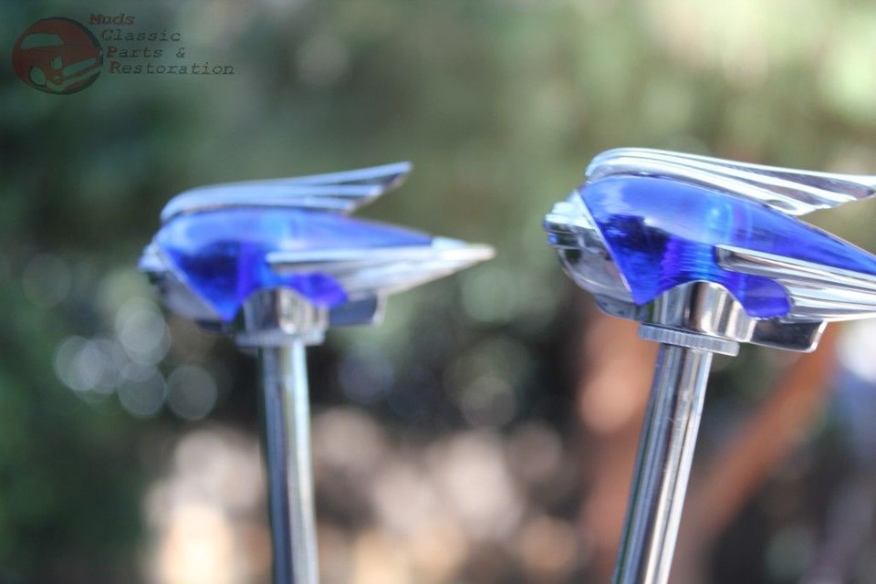 Blue LED Lighted Front Fender Guides Custom Car Truck Vintage Style Art ...