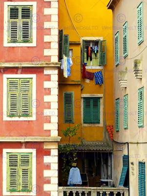 MEDITERRANEAN WINDOW SHUTTERS COLOURFUL HOUSE PHOTO ART PRINT POSTER ...