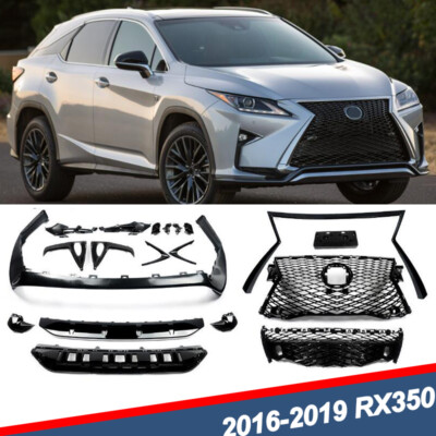 Fit Lexus RX350 RX450 2016-2019 Front Grille Sport Mesh Kit Gloss Black ...