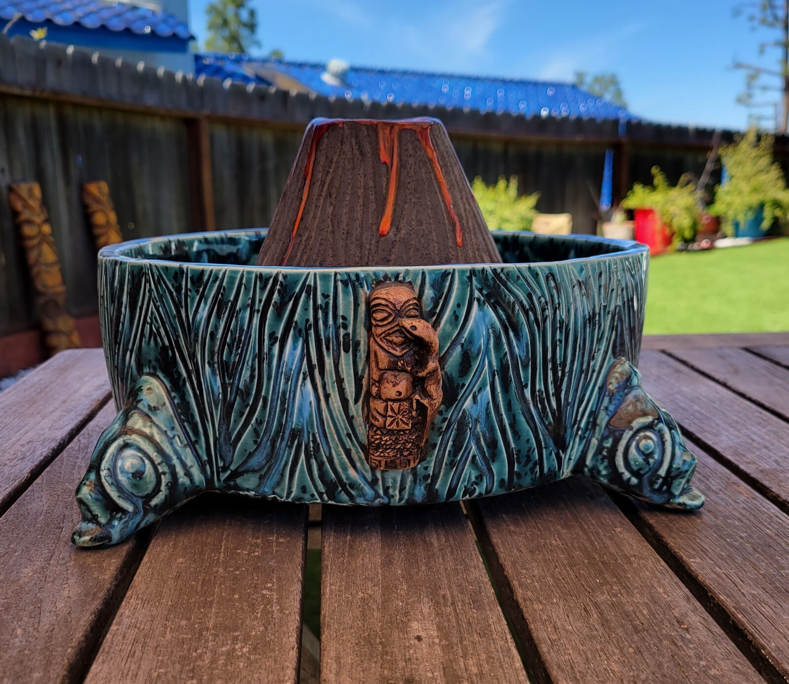 Custom Volcano Tiki Bowl by Gecko Geckoz South Sea Arts Autographed ...
