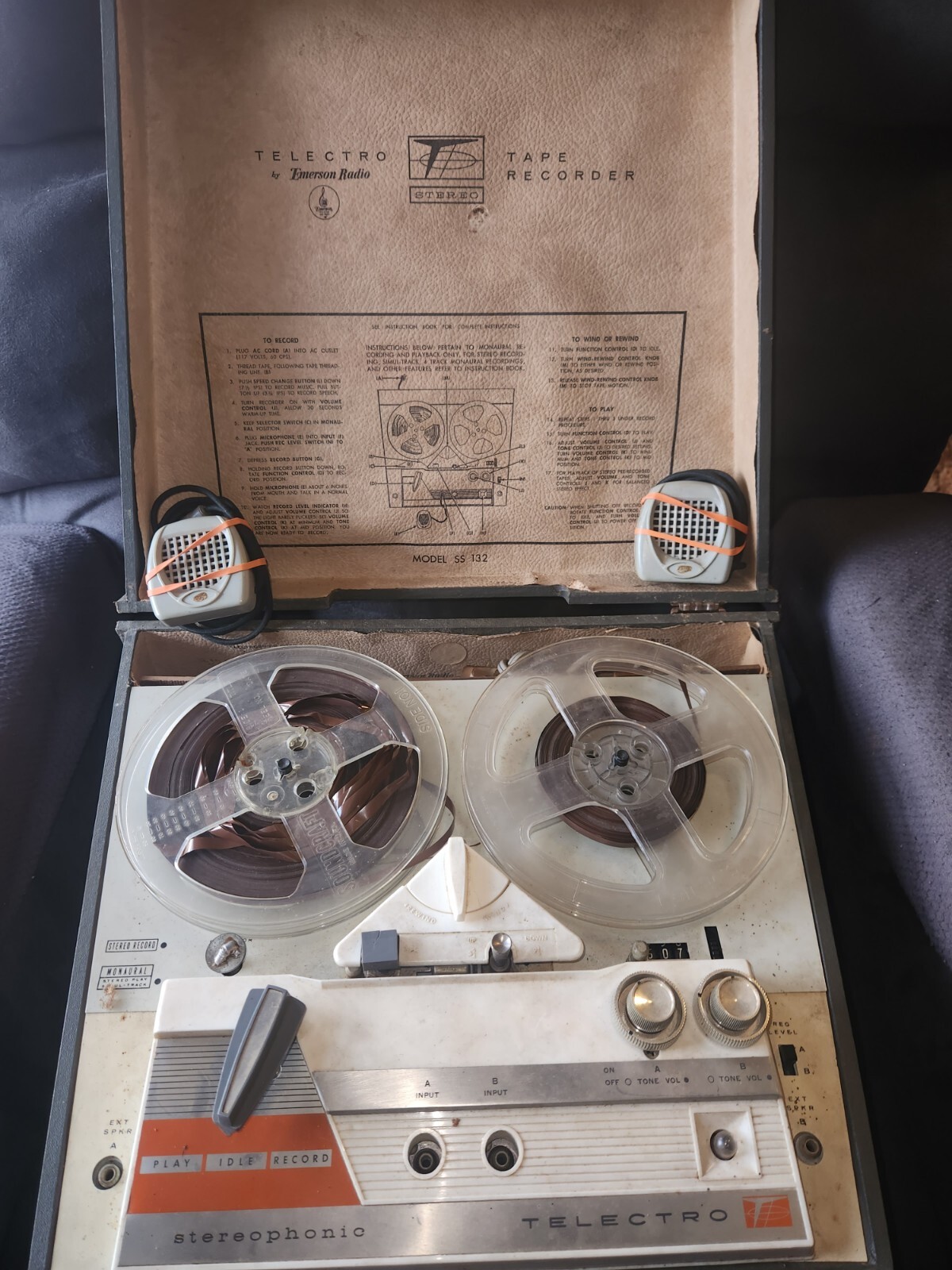 Emerson / Telectro Model SS132 Reel To Reel Recorder & 2 Mic's | eBay